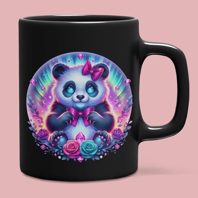 Galaxy Panda Clipart PNG Cosmic Panda With Bows Sublimation Design Cute ...