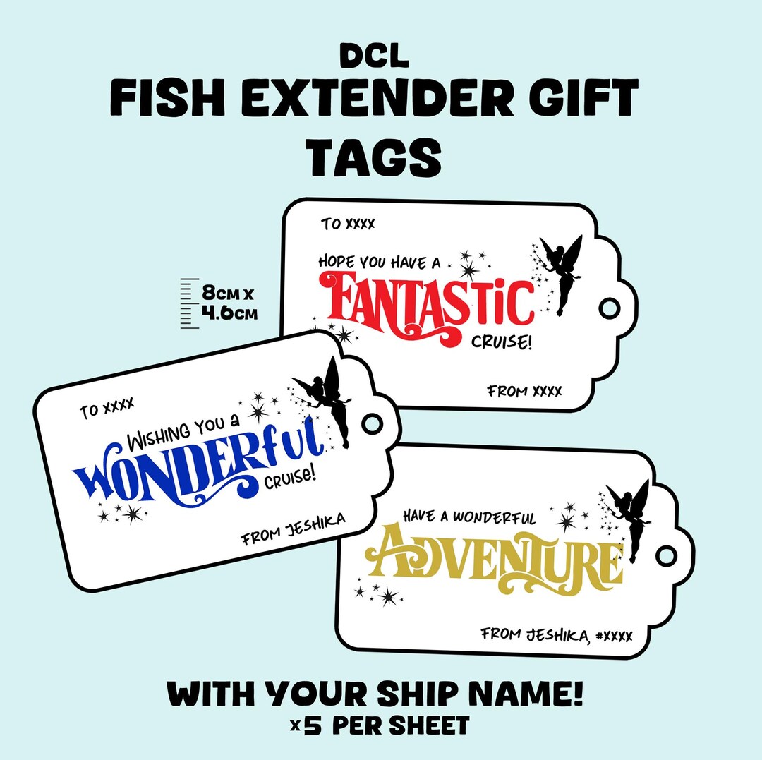 Fish Extender Gift Tags | 5x | DCL Gift Tags | 8cm X 4.6cm ...