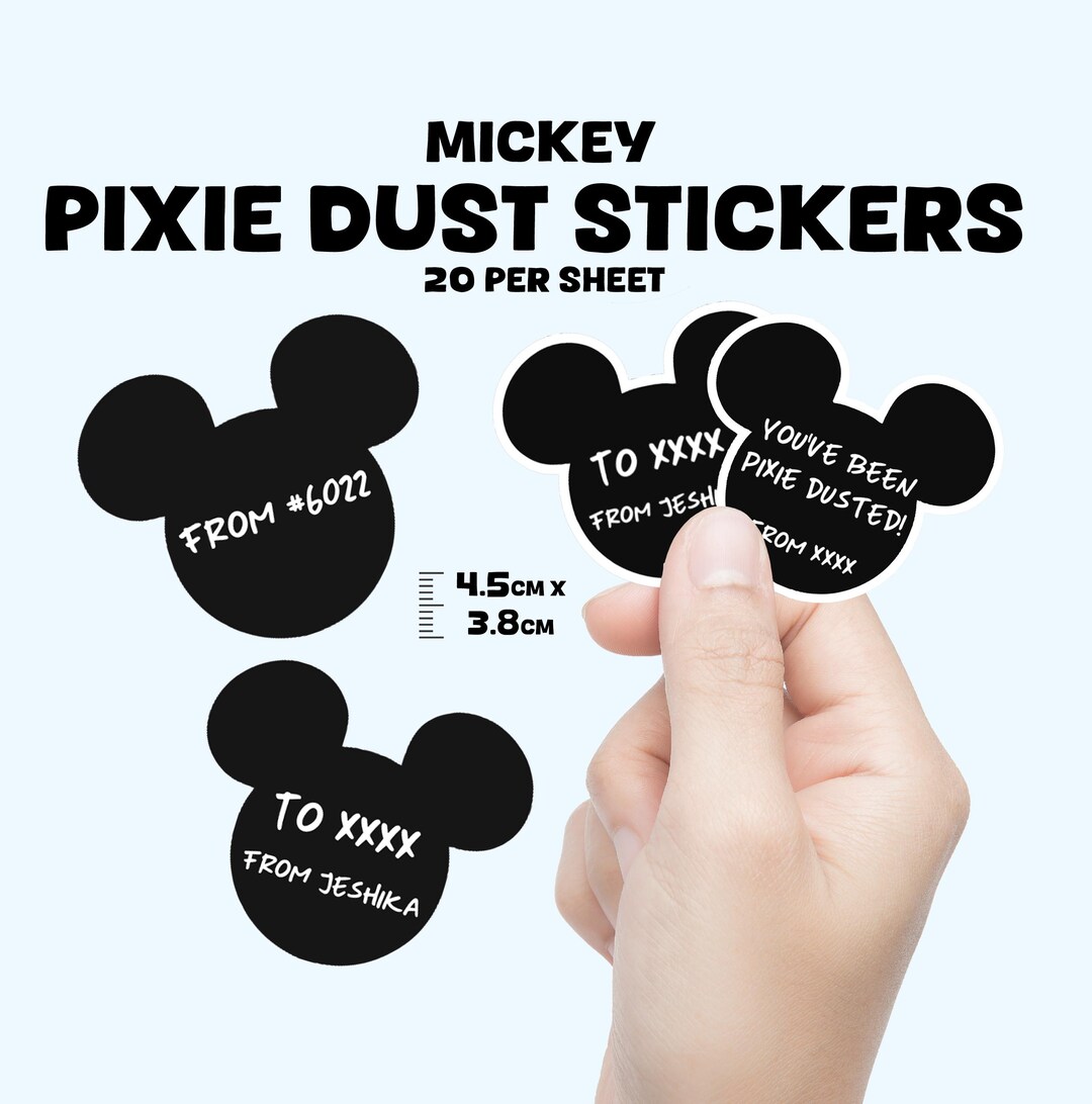 Mickey Sticker Tags | 20x | Gift Tags | 4.5cm X 3.8cm | for Pixie ...