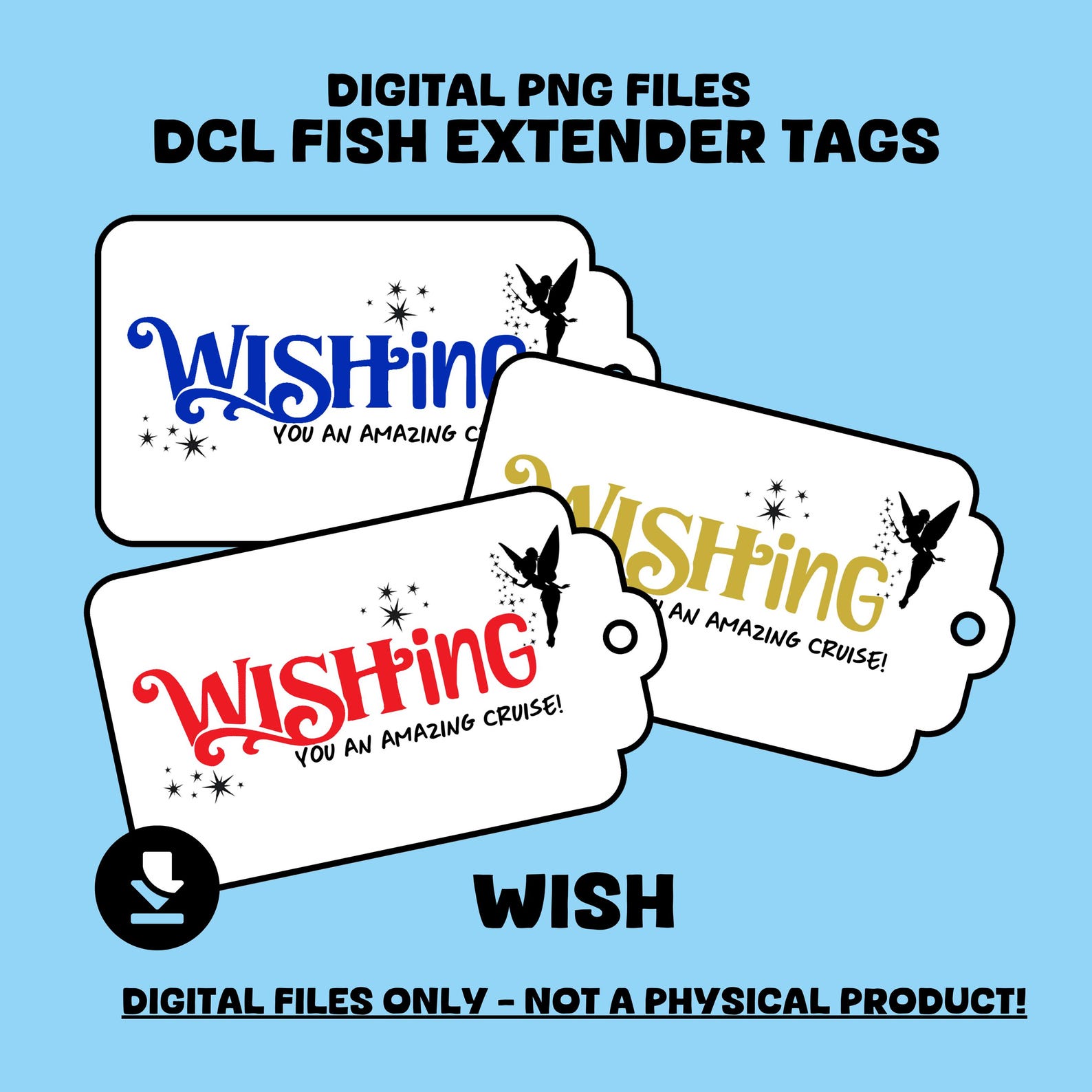 DCL Wish Fish Extender Tags - DIGITAL FILES - Ready to Print! - Etsy