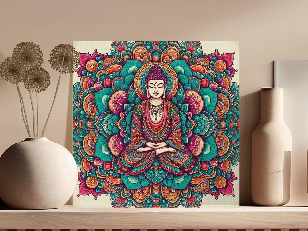 Boho Buddha Wall Art, Mandala Artwork for Home Decor, Spiritual ...