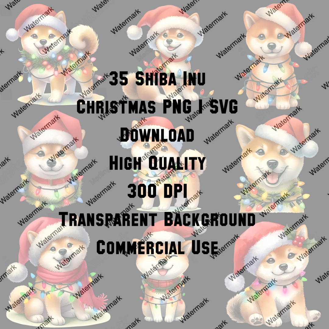 Shiba Inu Christmas PNG Download, Watercolor Shiba Inu Christmas ...