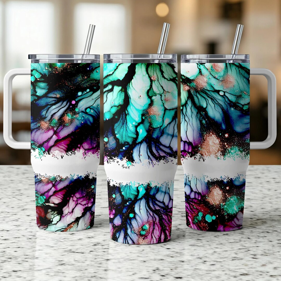 Abstract Art Tumbler Sublimation Design, 40oz Tapered Straight PNG ...