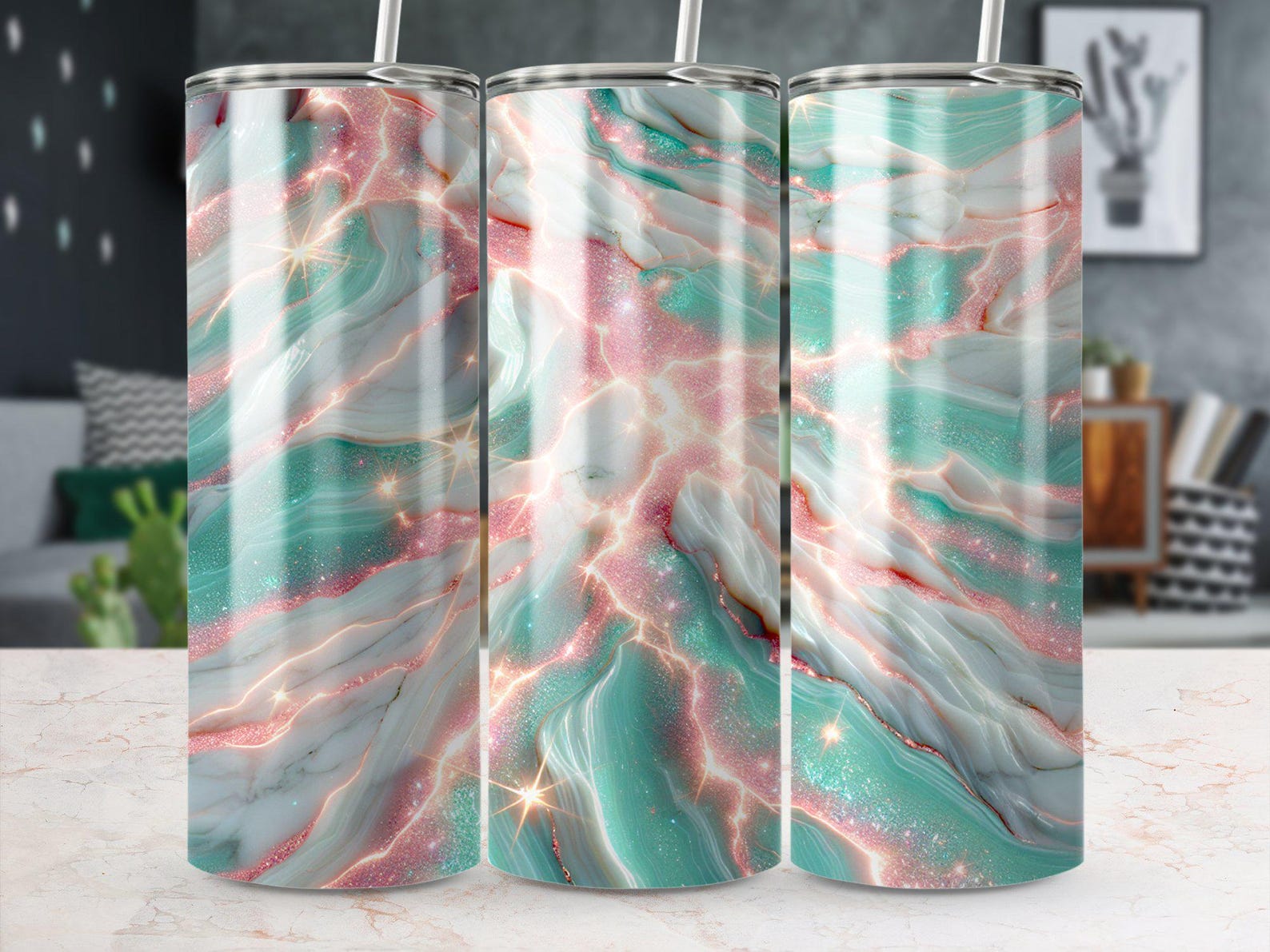Seamless Marble Floor Alcohol Ink 20oz Tumbler Wraps, Iridescent Pink ...