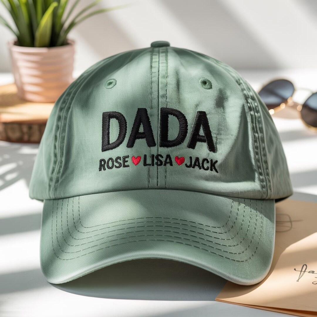 Embroidered Personalized Dada Hat With Custom Kid Names , Fathers Day ...