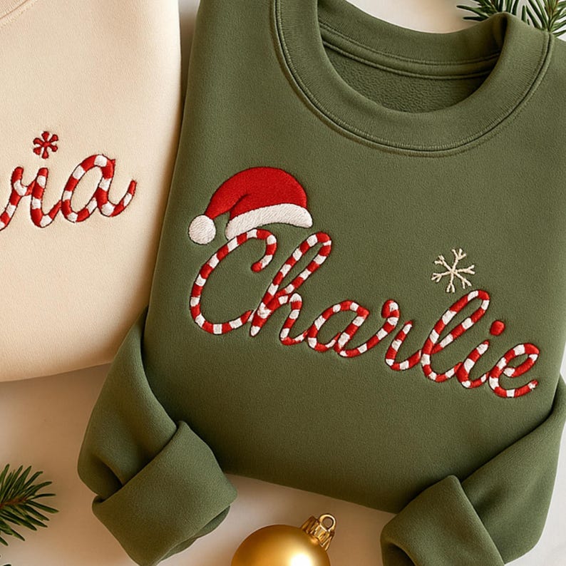 Personalized Embroidered Christmas Sweatshirt: Custom Name Family ...
