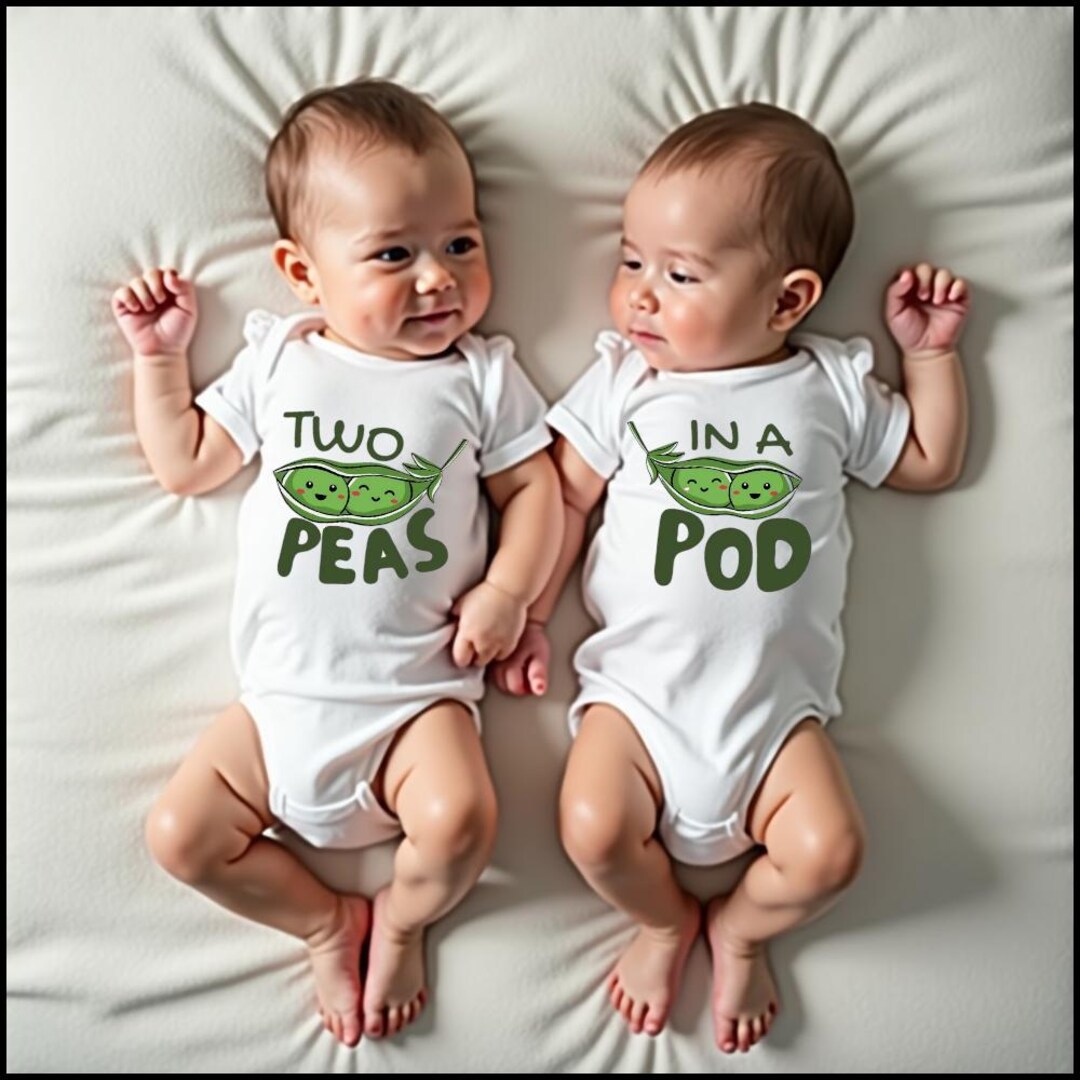 2x Peas in a Pod Twin Baby Grow, Newborn Unisex Infant Clothing, Baby ...