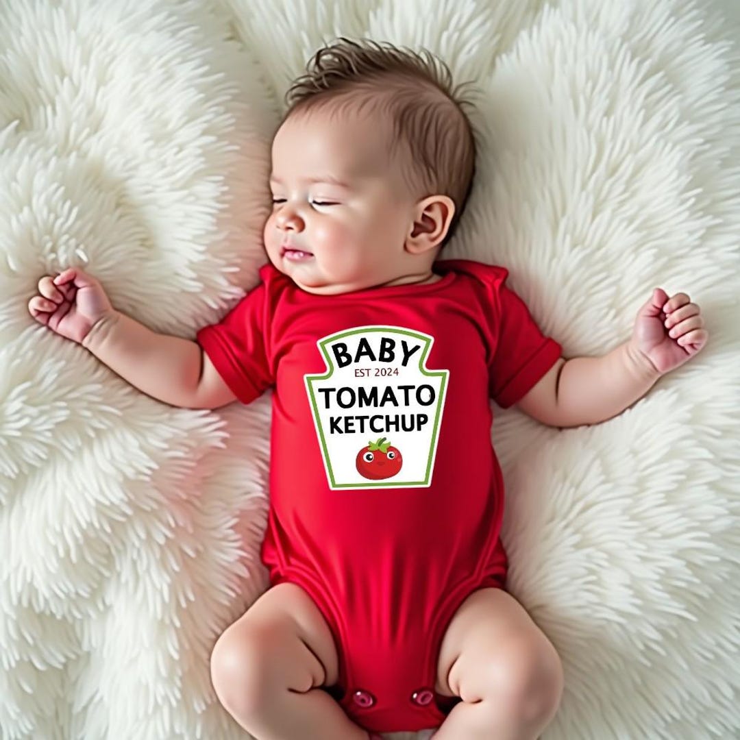 Baby Tomato Ketchup Baby Grow, Kids Onesie, New Born Romper Suit ...
