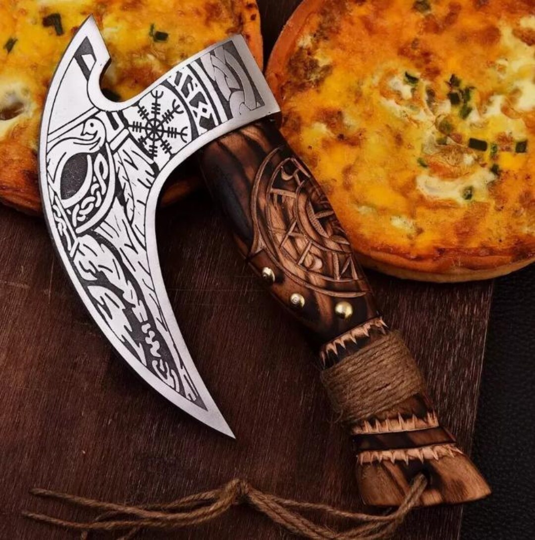 The Original Custom Hand Forged Pizza Axe , Viking Bearded Camping Axe ...