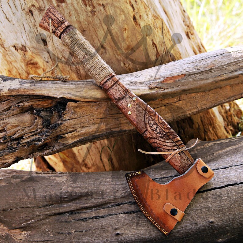 Custom Viking Axe With Handforged Carbon Steel Axe & Ash Wood Handle ...