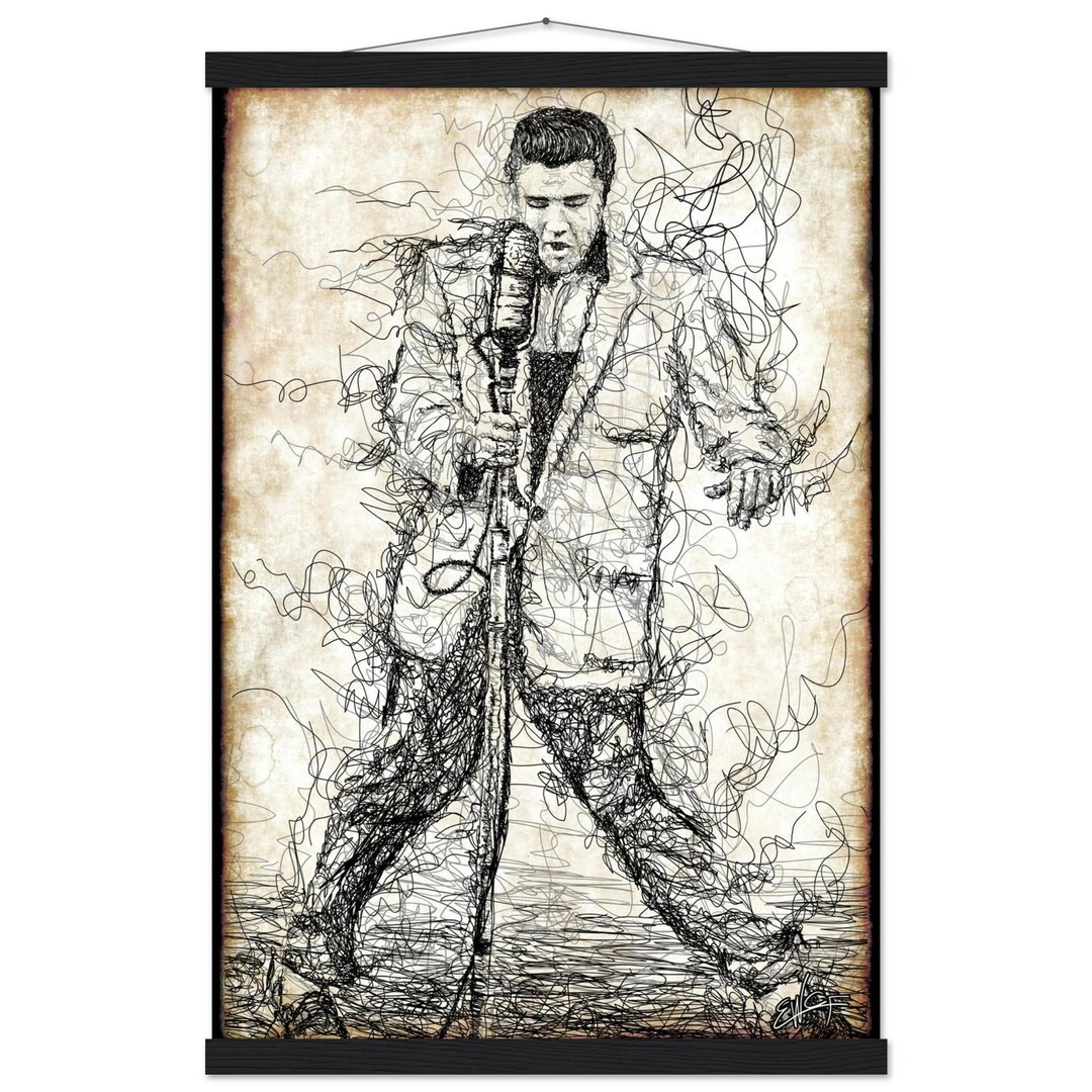 Elvis Presley Poster Hand Drawing Vintage Illustration Scribble Art ...