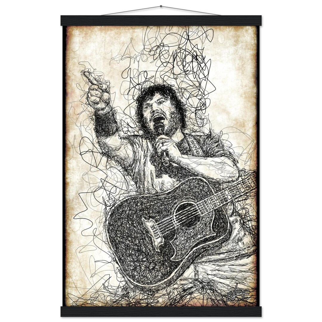 Jack Black Scribble Art Poster With Magnetic Pine Hanger: Rock Music Decor - Etsy
