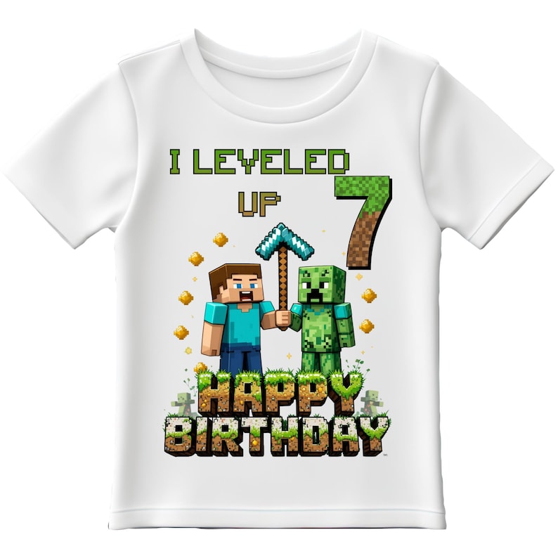 Minecraft Birthday I Leveled Up, Happy Birthday, DTF Heat Transfer ...