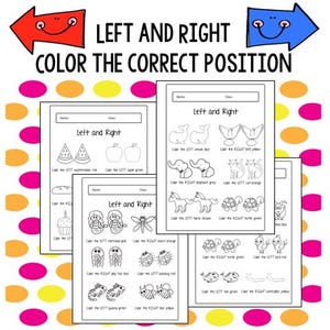 Left and Right Color the Correct Position Worksheets for Kindergarten ...
