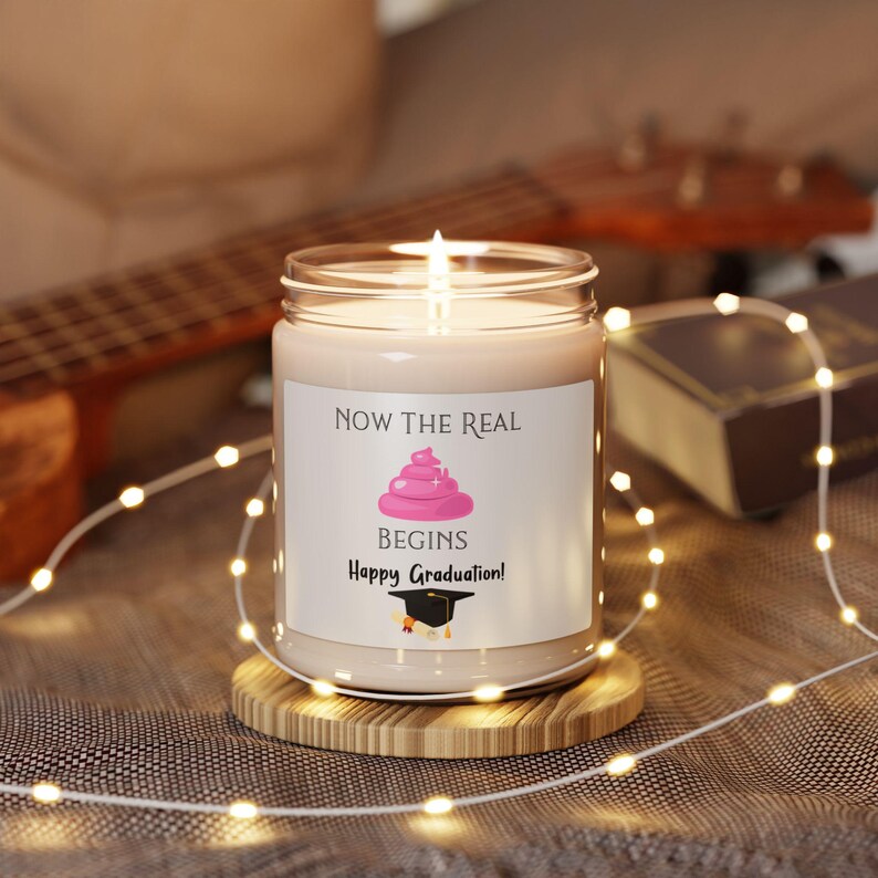 Now the Real Stuff Begins Poop Emoji Graduation Candle - 9oz, Soy Wax ...