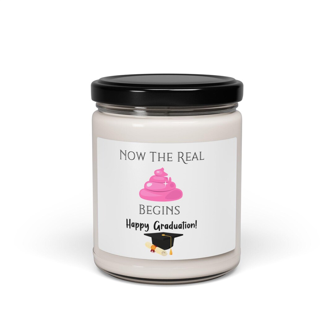 Now the Real Stuff Begins Poop Emoji Graduation Candle - 9oz, Soy Wax ...