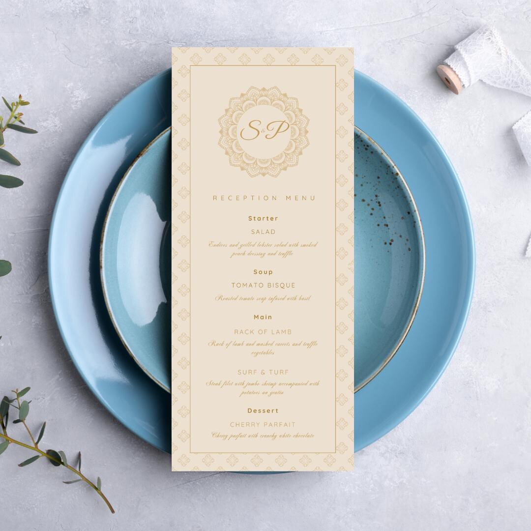 Indian Wedding Reception Menu Card, Menu Template for Indian Wedding ...