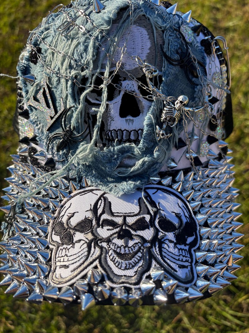 One of a Kind Spiked Skull Hat. - Etsy