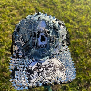 One of a Kind Spiked Skull Hat. - Etsy