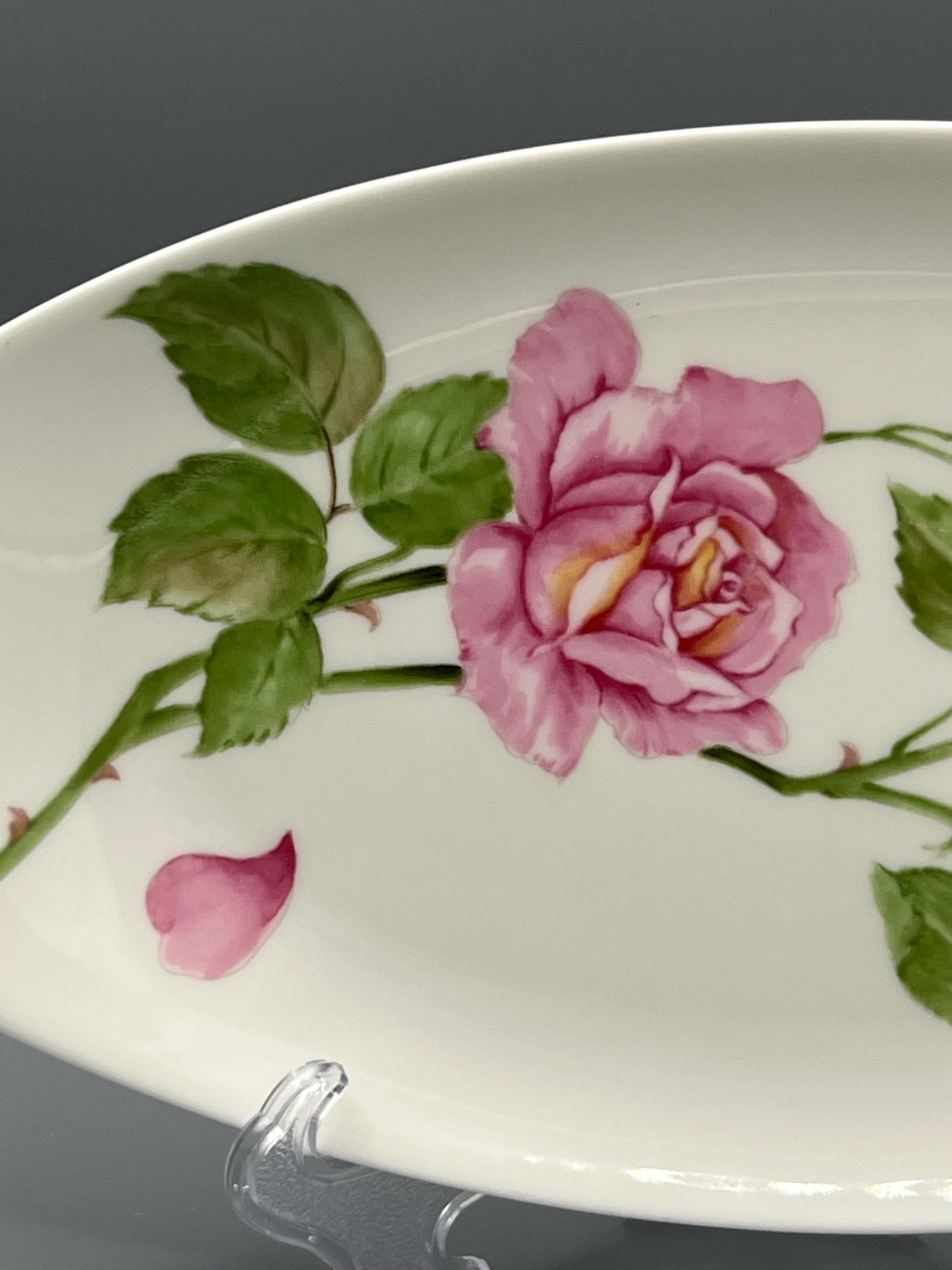 June Rose China Plate – Vintage Oval Pink Rose Dish – Narumi Japan ...