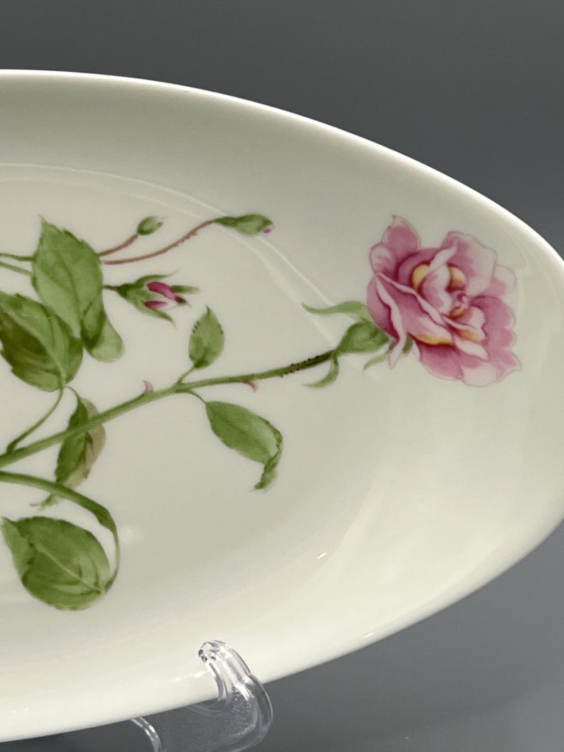 June Rose China Plate – Vintage Oval Pink Rose Dish – Narumi Japan ...