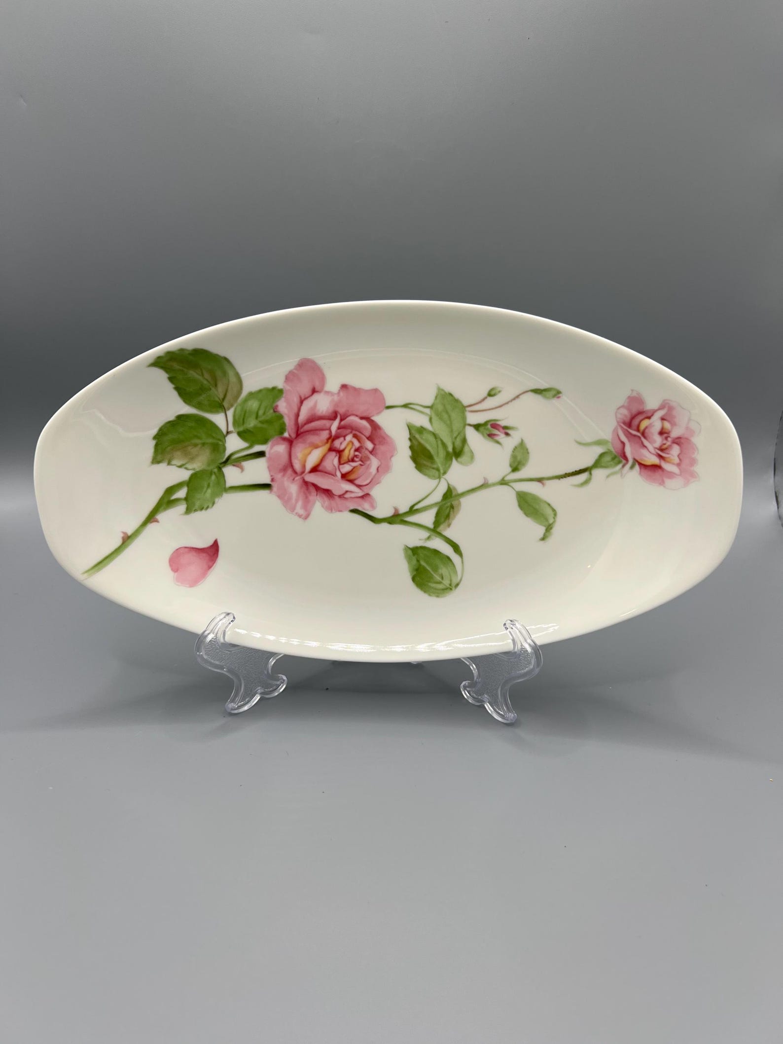June Rose China Plate – Vintage Oval Pink Rose Dish – Narumi Japan ...