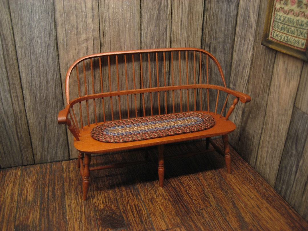 Dollhouse Miniature Bench William Clinger and Braided Pad - Etsy