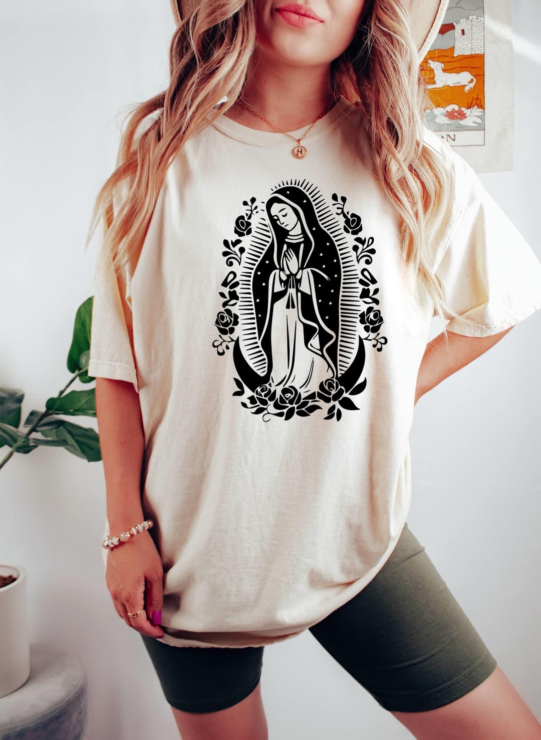 Virgin Mary Shirt, Floral Mary Tee, Comfort Colors, Catholic Marian Tee ...