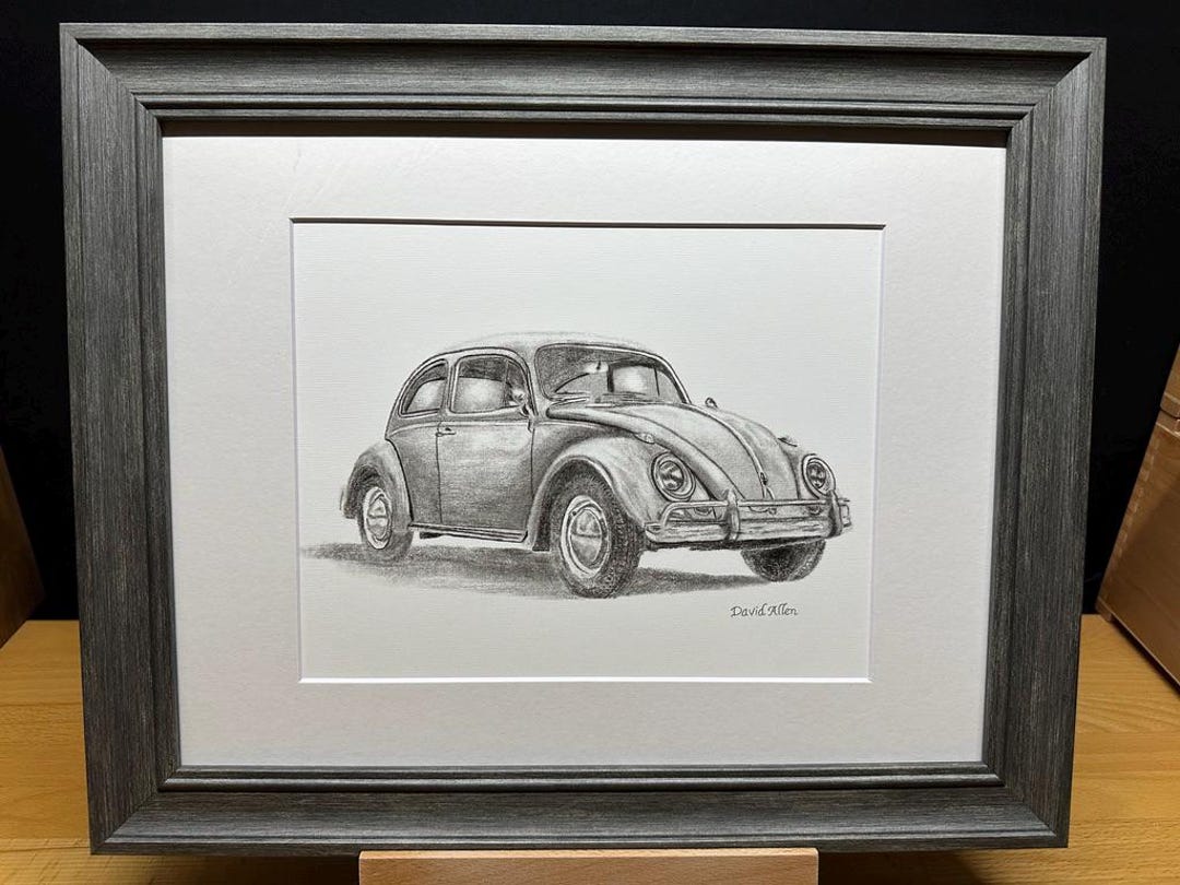 Drawing of a Classic Car Graphite Pencil Sketch Drawing Print Picture ...
