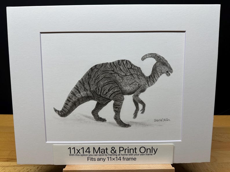 Hand Drawn Parasaurolophus Dinosaur Graphite Pencil Art Sketch Drawing ...