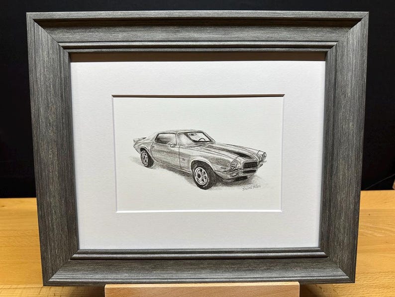 1970 Chevrolet Camaro Z28 Car Graphite Pencil Art Sketch Drawing Print ...