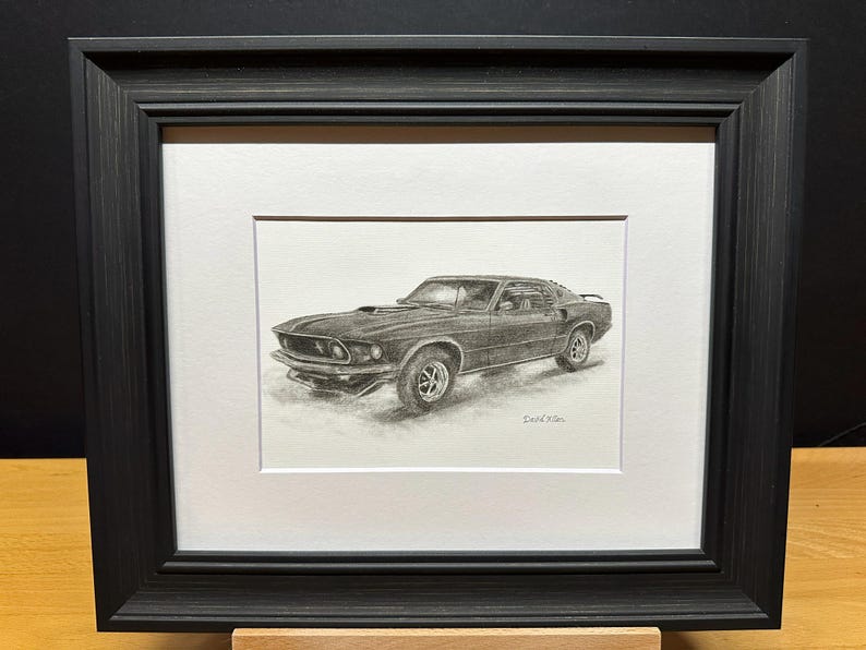 1969 Ford Mustang Fastback Mach 1 Car Graphite Pencil Art Sketch ...