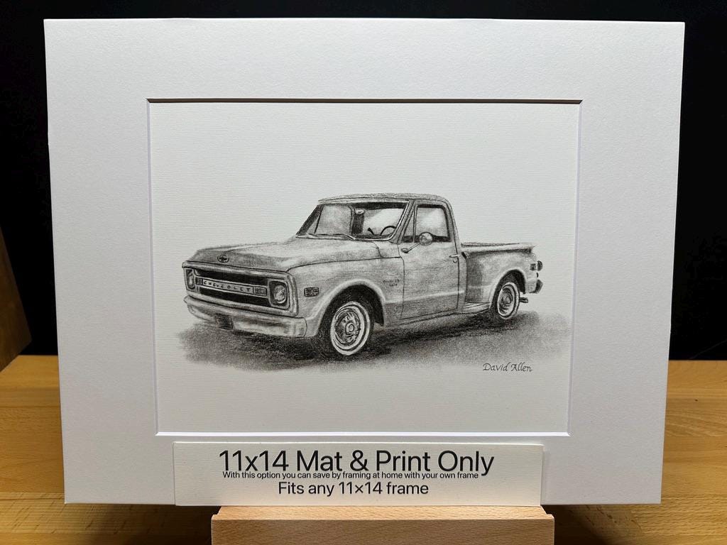 1969 Chevrolet C10 Stepside Pickup Truck Graphite Pencil Art Sketch ...
