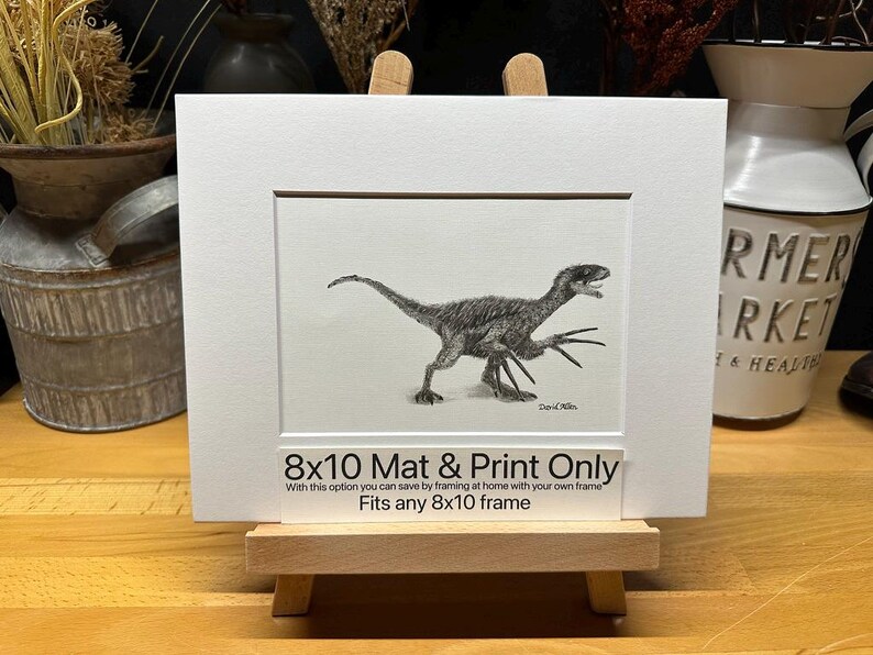 Therizinosaurus Dinosaur Graphite Pencil Art Sketch Drawing Print ...