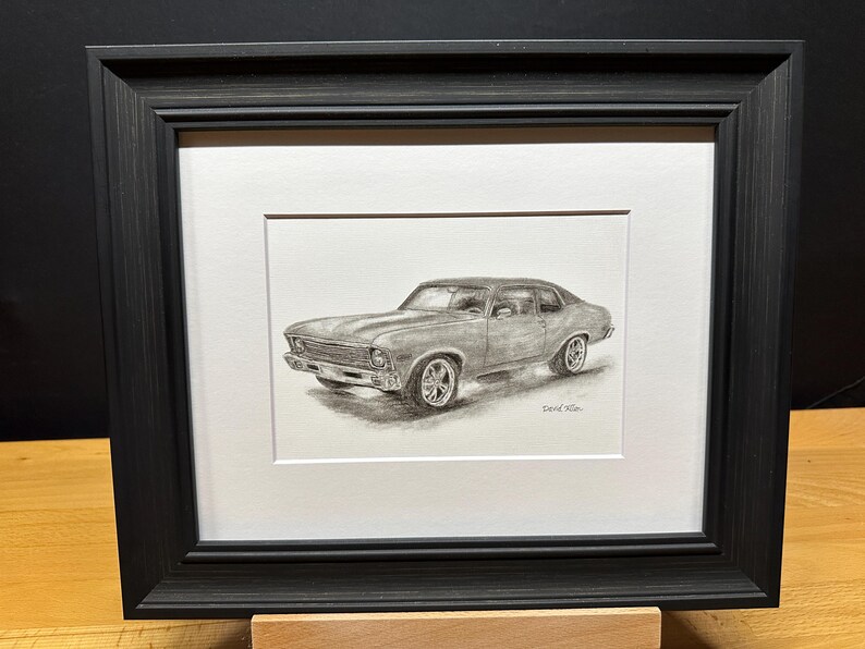 1974 Chevy Chevrolet Nova Car Graphite Pencil Art Sketch Drawing Print ...