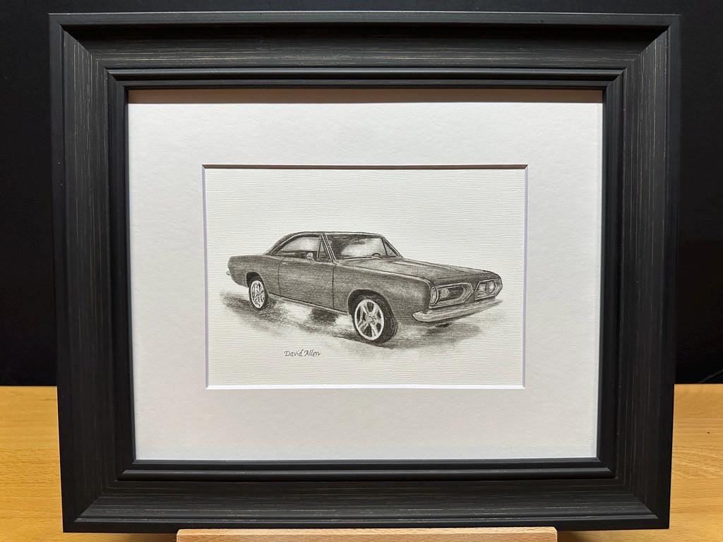 1968 Plymouth Barracuda CUDA Car Graphite Pencil Sketch Drawing Print ...