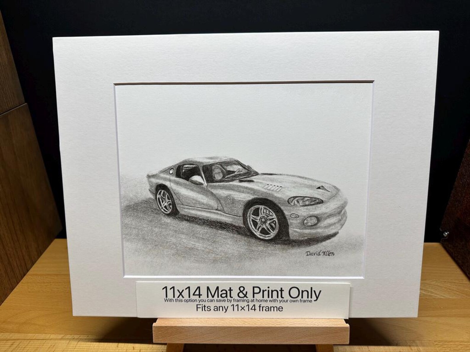 1997 Dodge Viper Car Graphite Pencil Art Sketch Drawing Print Picture ...