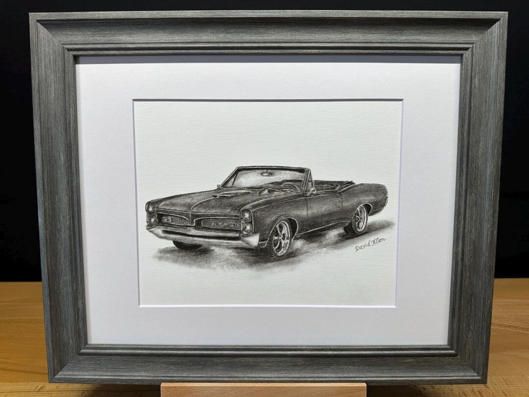 1967 Pontiac GTO Convertible Car Graphite Pencil Art Sketch Drawing ...