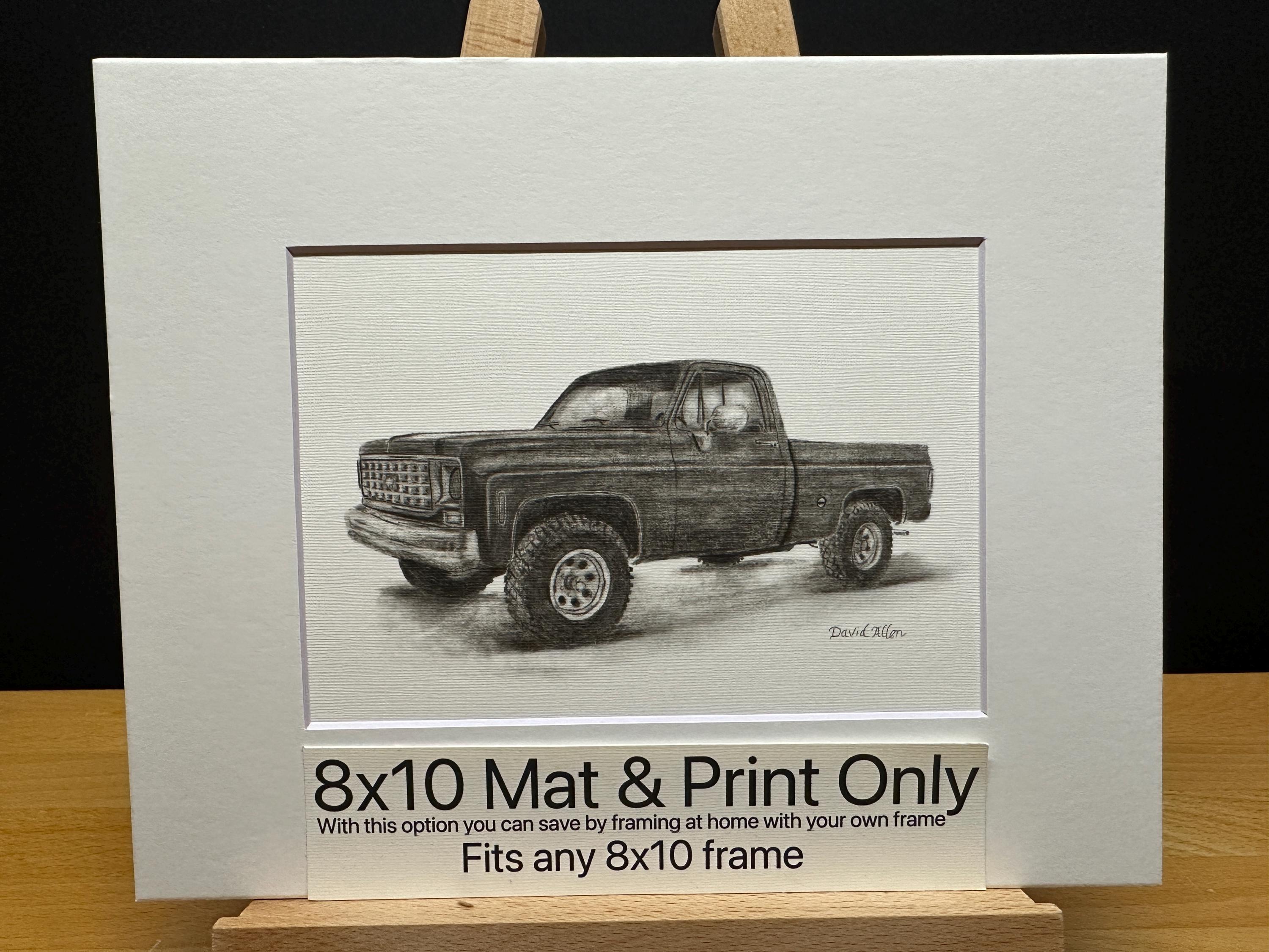 1975 Chevrolet Silverado Pickup Truck Graphite Pencil Sketch Drawing ...