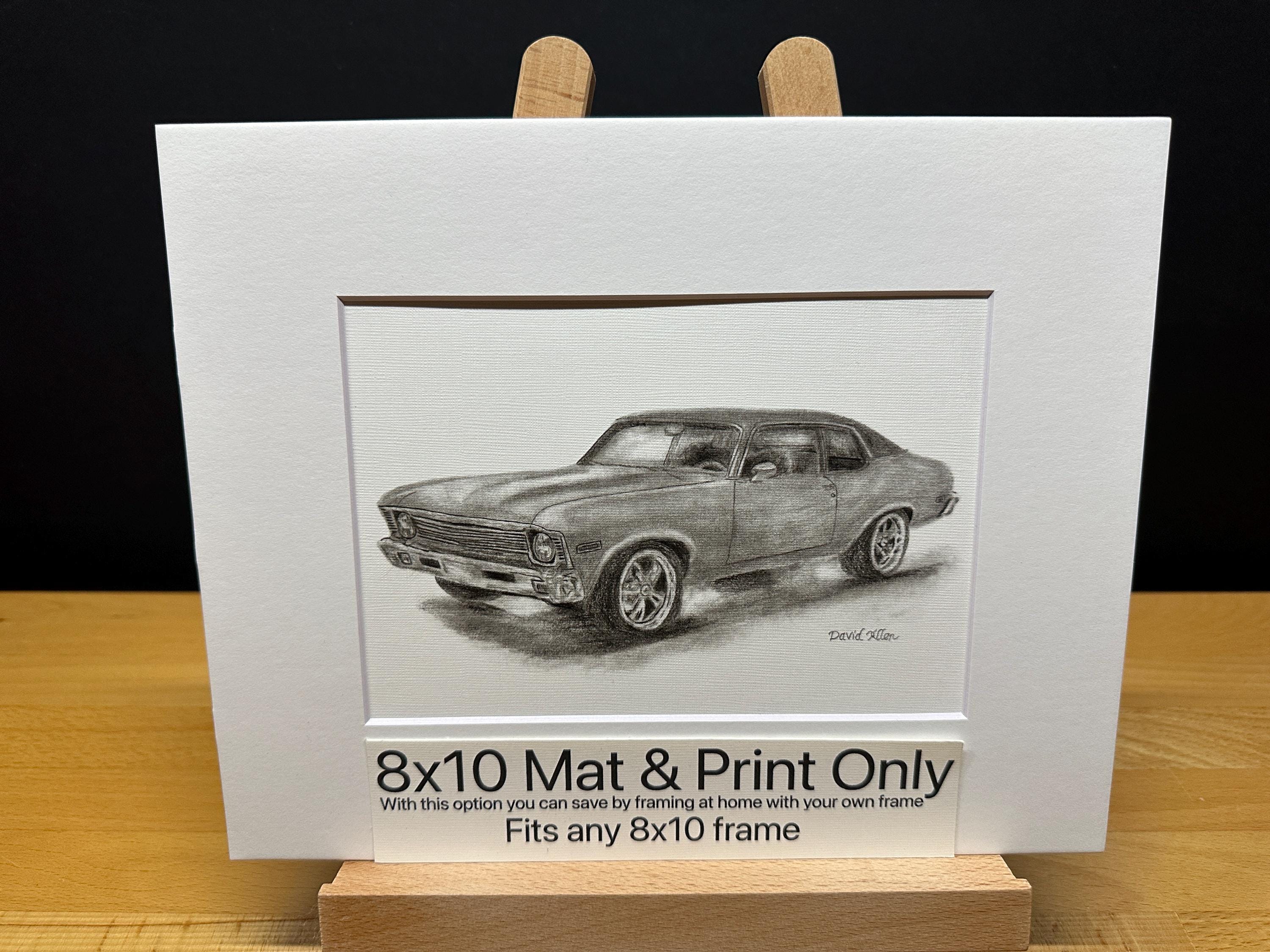 1974 Chevy Chevrolet Nova Car Graphite Pencil Art Sketch Drawing Print ...