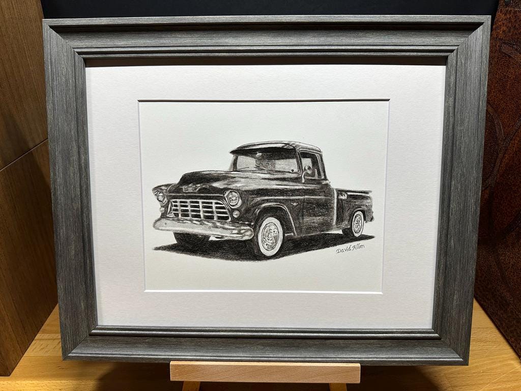 1955 Chevrolet 3100 Pickup Truck Graphite Pencil Art Sketch Drawing ...
