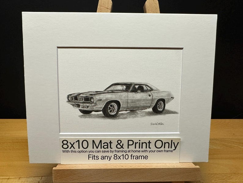 1973 Plymouth Barracuda CUDA Car Graphite Pencil Sketch Drawing Print ...