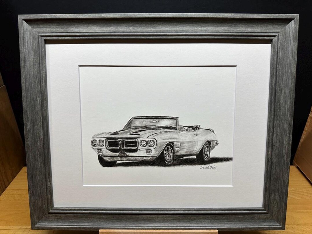 1969 Pontiac Firebird Trans Am Car Graphite Pencil Art Sketch Drawing ...