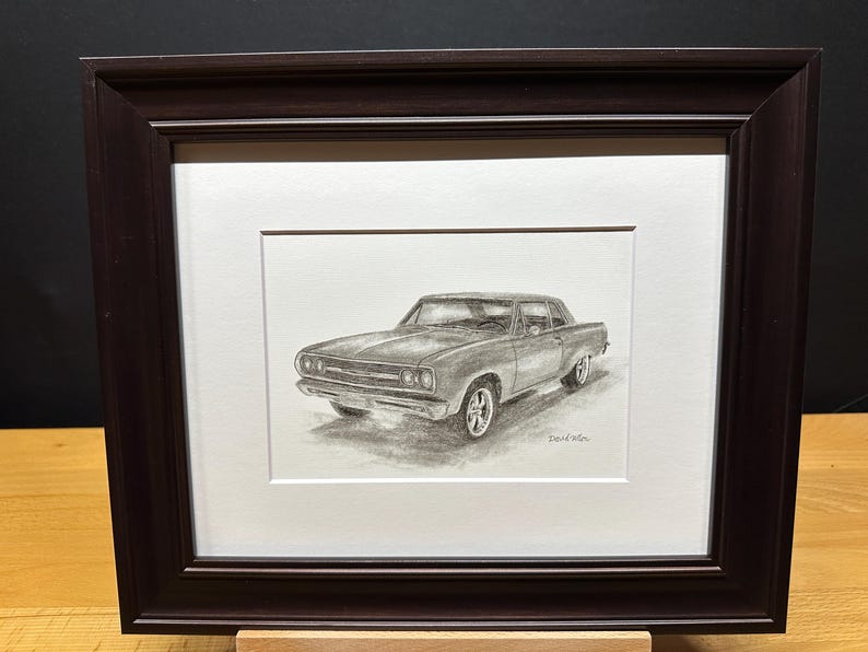 1965 Chevrolet Chevelle Car Graphite Pencil Art Sketch Drawing Print ...