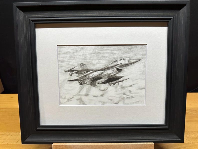 F-16 Falcon Fighter Jet Aircraft Graphite Pencil Art Sketch Drawing ...