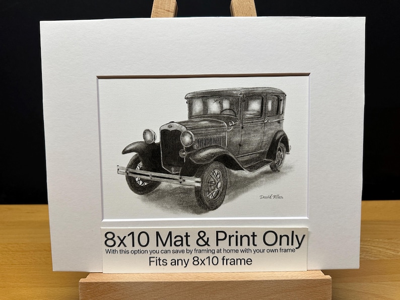 Ford Model A Sedan Graphite Pencil Art Sketch Drawing Print Picture ...