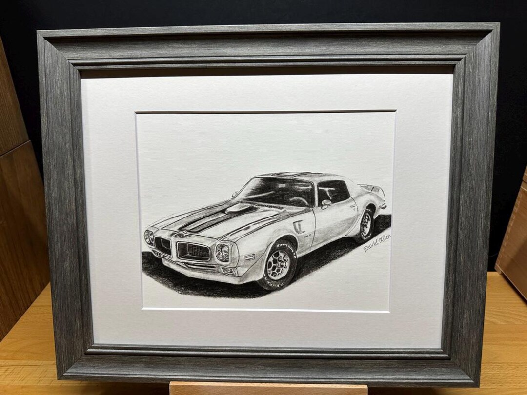 1971 Pontiac Firebird Trans Am Car Graphite Pencil Art Sketch Drawing ...