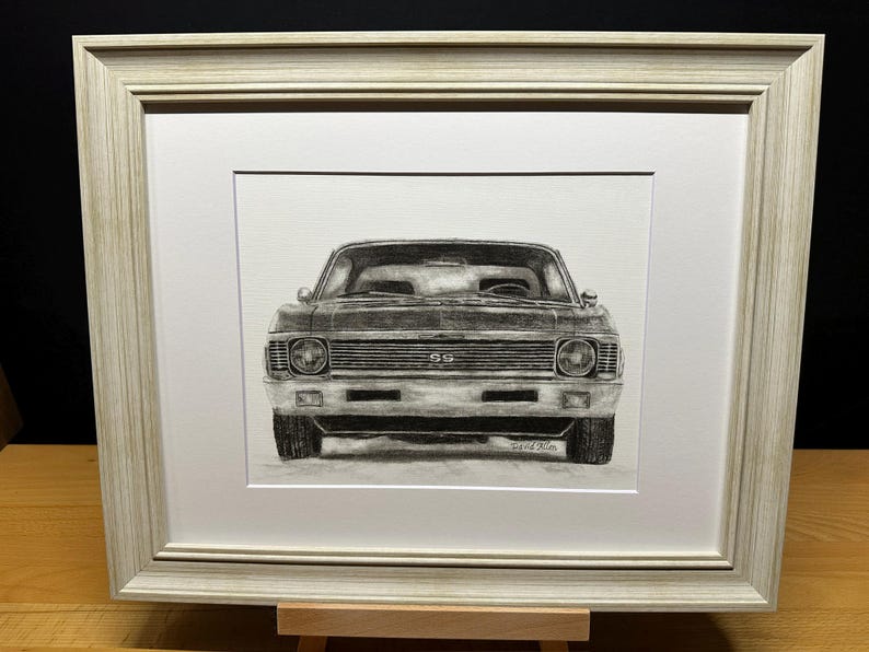 1970 Chevy Chevrolet Nova Car Graphite Pencil Art Sketch Drawing Print ...