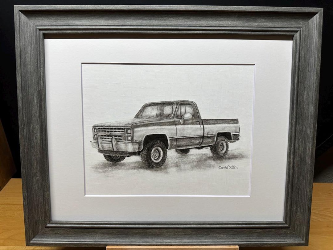 1986 Chevrolet Silverado Pickup Truck Graphite Pencil Sketch Drawing ...