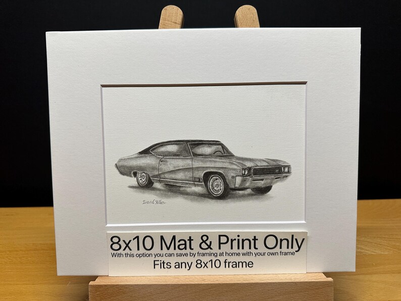 1968 Buick Gran Sport GS400 Car Pencil Art Sketch Drawing Print Picture ...
